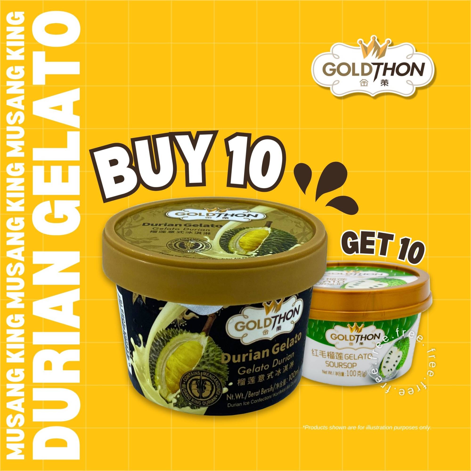 [Klang Valley ONLY] D197 Musang King Durian Gelato FREE Gelato Soursop